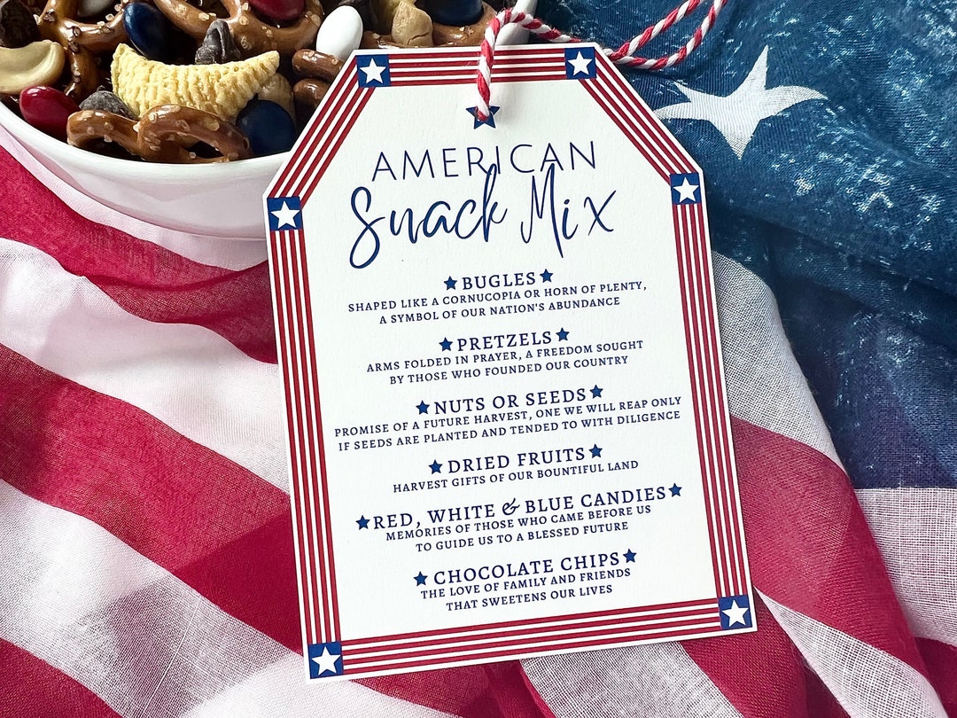American Snack Mix Tags, Party Favor Cards for Army Navy Air Force or ...