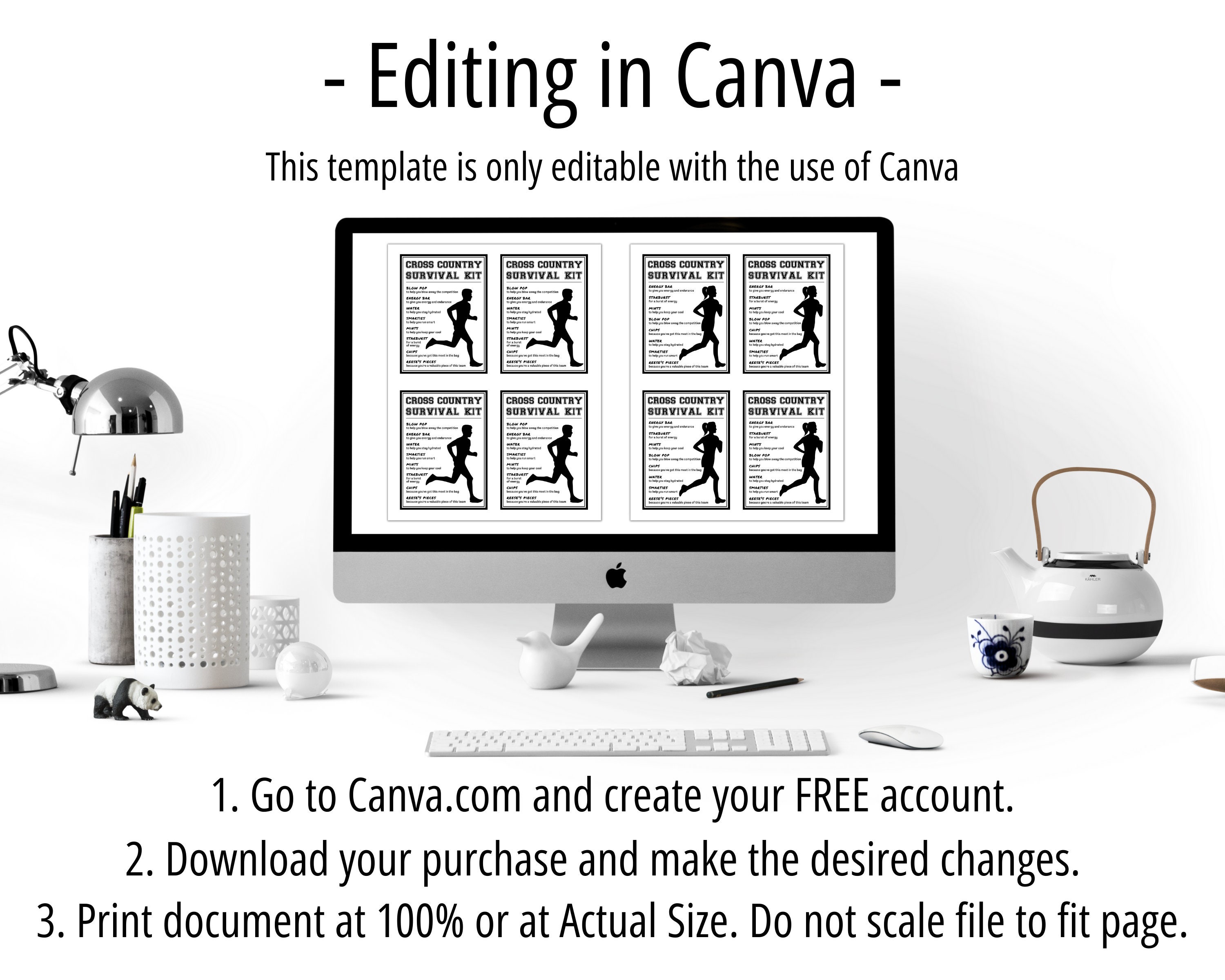 Editable Cross Country Survival Kit Tags Boys & Girls Cross - Etsy