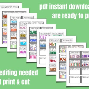 Open When Letters, Printable Envelope Labels or Cards, College Care ...