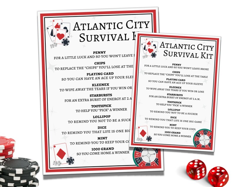 Atlantic City Survival Kit Gift Tag Casino Party Favor Girls - Etsy