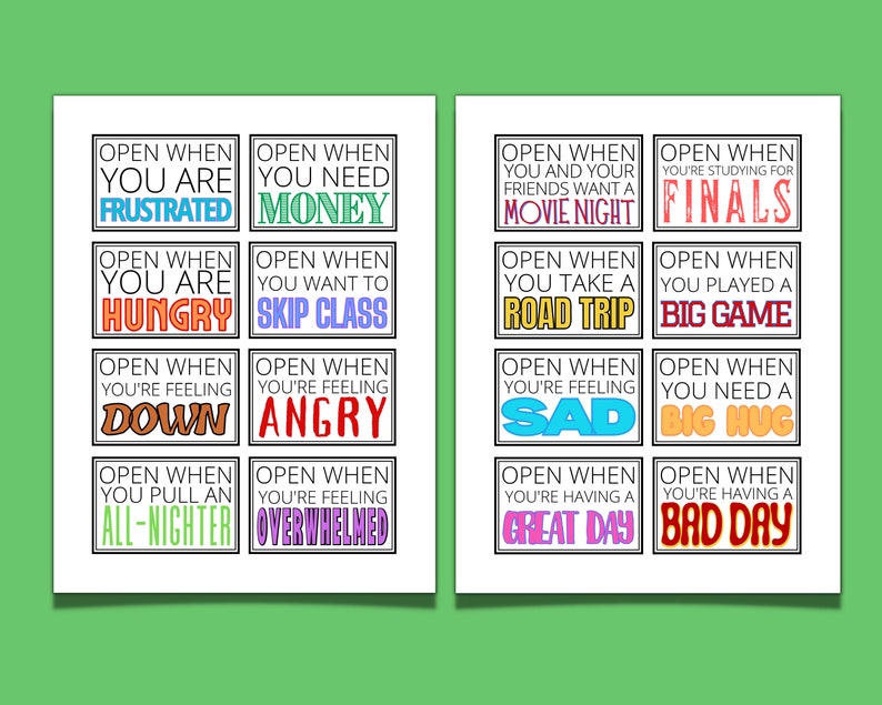 Open When Letters Printable Envelope Labels or Cards College - Etsy