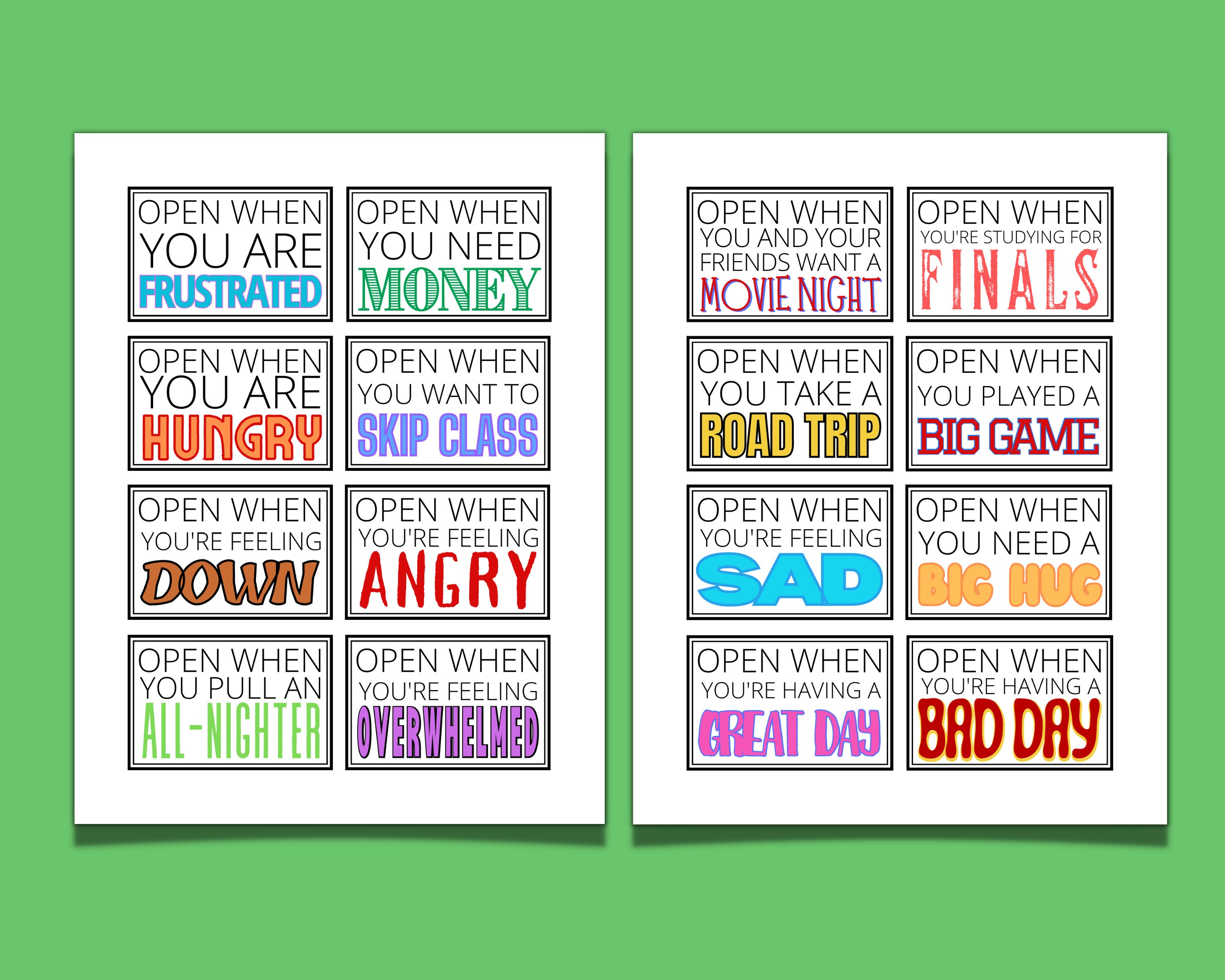 Open When Letters Printable Envelope Labels or Cards College - Etsy