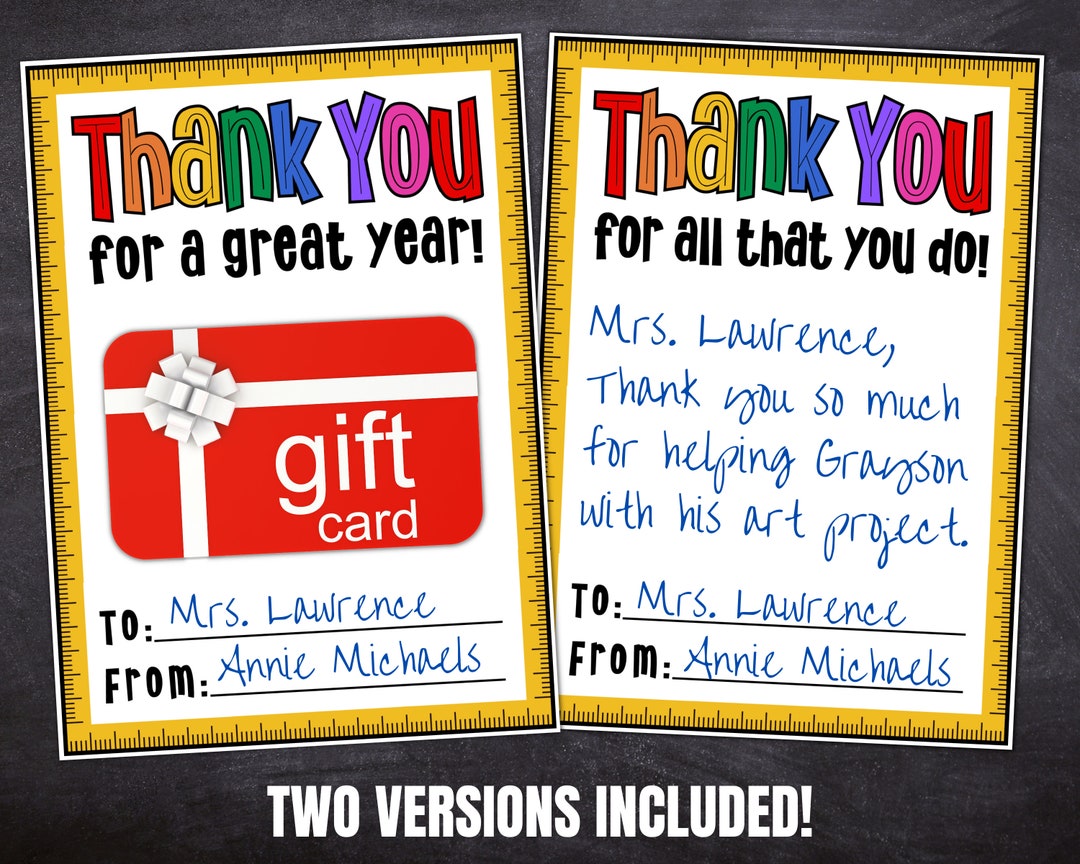 End of Year Teacher Thank You Printable Thanks End of School - Etsy