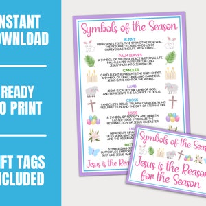 Easter Symbols & Christian Activity Sheet Printable, He is Risen Jesus ...