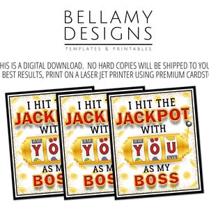 Hit the Jackpot Boss Appreciation Gift Tags, Jackpot Lottery Tag ...