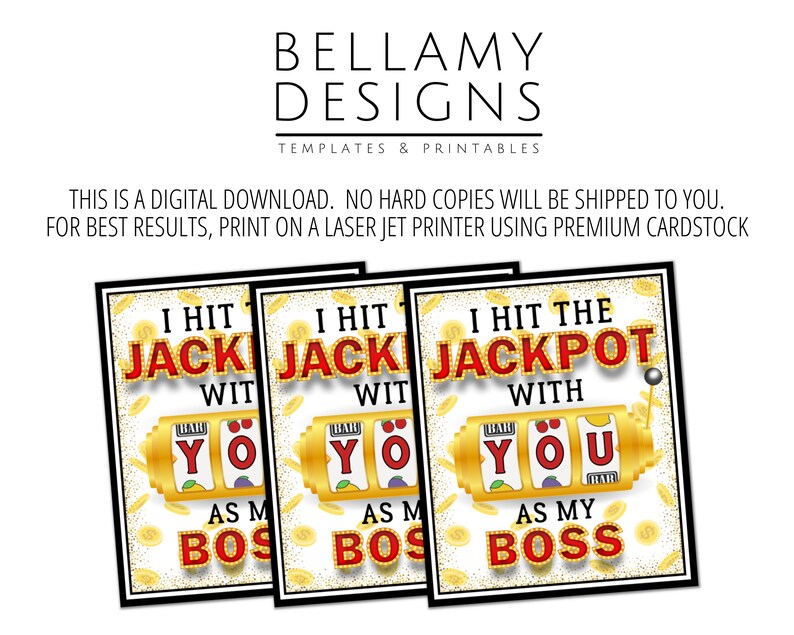 Hit the Jackpot Boss Appreciation Gift Tags, Jackpot Lottery Tag ...