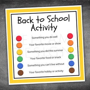 Back to School Activity Game, Chocolate Candies First Day of School ...