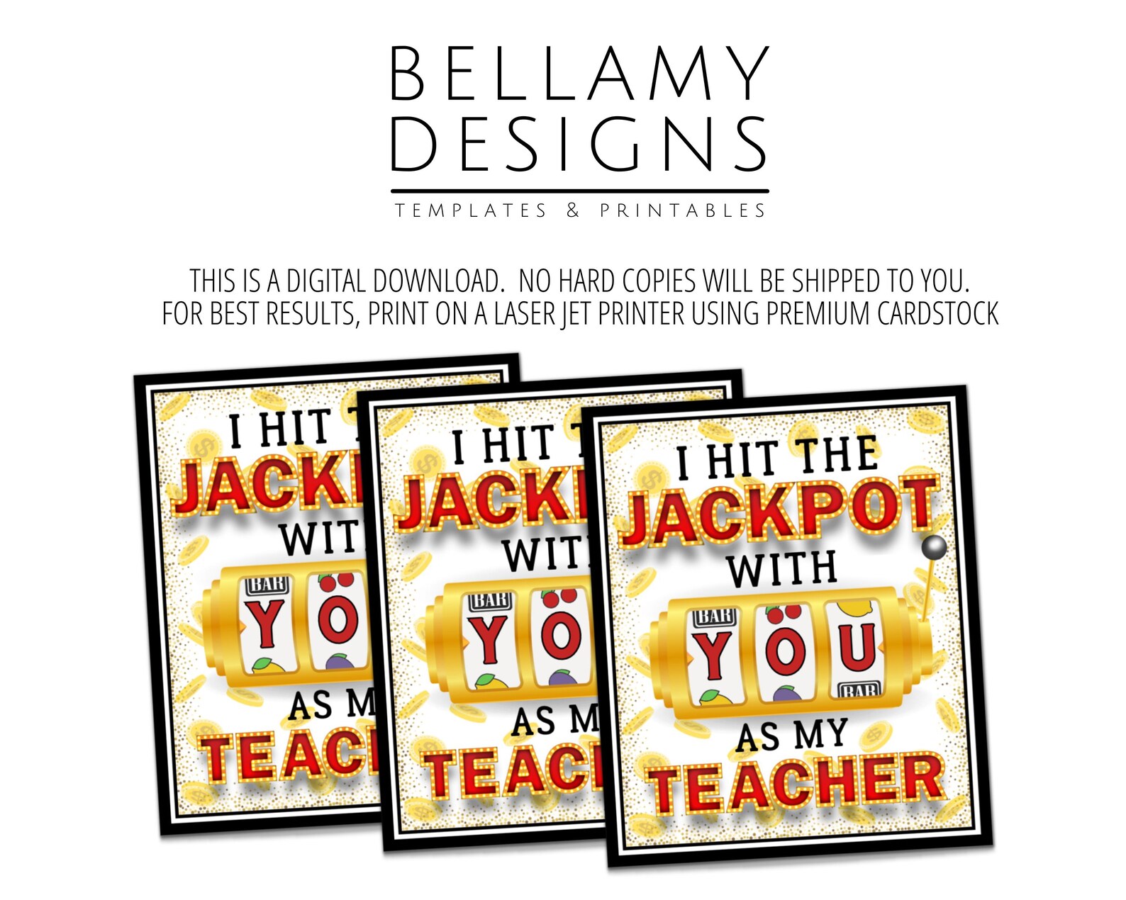 Teacher Appreciation Gift Tags, Jackpot Lottery Tag, Hit the Jackpot ...