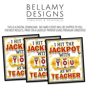 Teacher Appreciation Gift Tags, Jackpot Lottery Tag, Hit the Jackpot ...