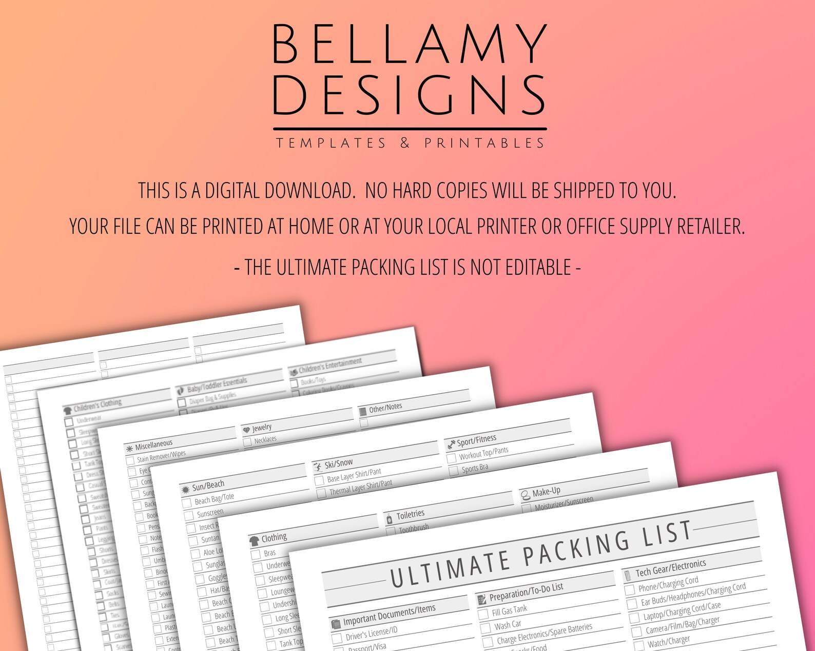 Ultimate Packing List Printable Packing Planner List Planner - Etsy