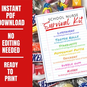 School Nurse Survival Kit Gift Tags, Registered Nurse Appreciation ...