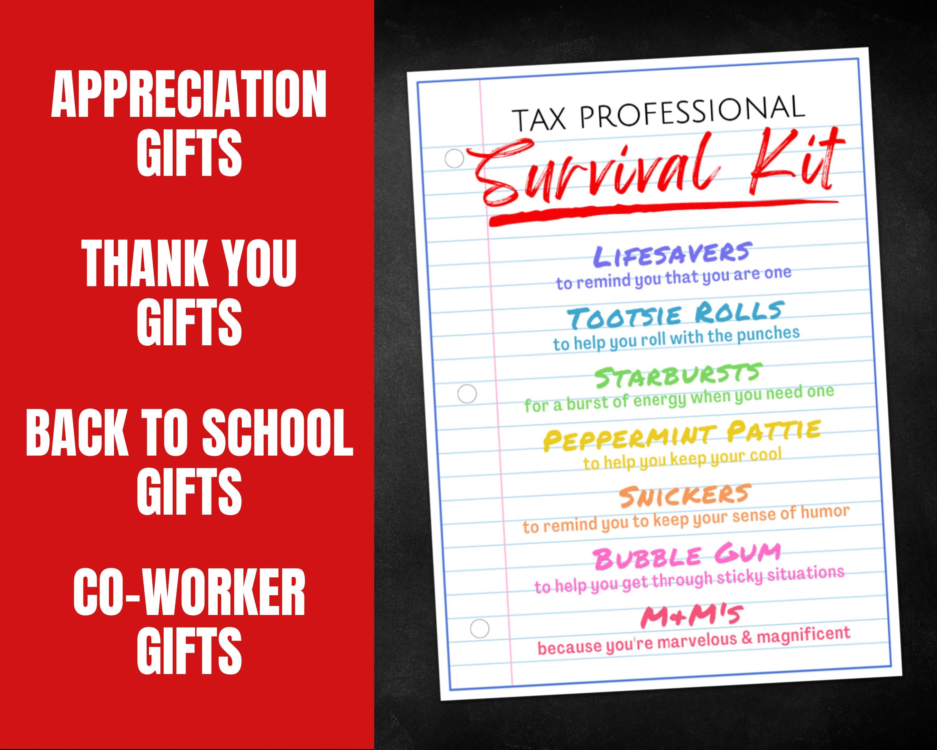 Tax Professional Survival Kit Gift Tags, Tax Preparation Appreciation ...
