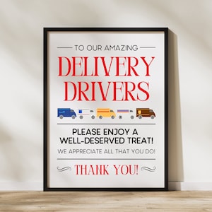 Everyday Use Delivery Driver Thank You Sign Printable, Year Round ...