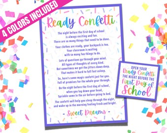 Ready Confetti Printable First Day of School Tag Back to - Etsy
