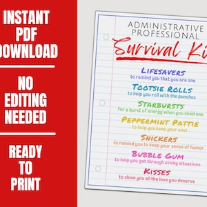 Administrative Professional Survival Kit Gift Tags, Administrative ...