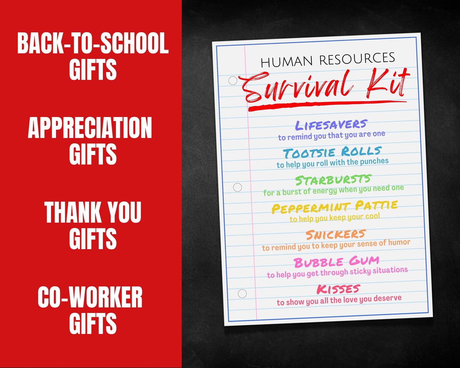 Human Resources Survival Kit Gift Tags, HR Appreciation Thank You Card ...