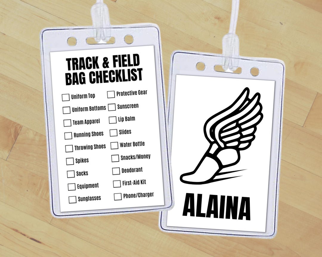 Editable Track & Field Bag Tag Insert, Custom Track Equipment Gear ...
