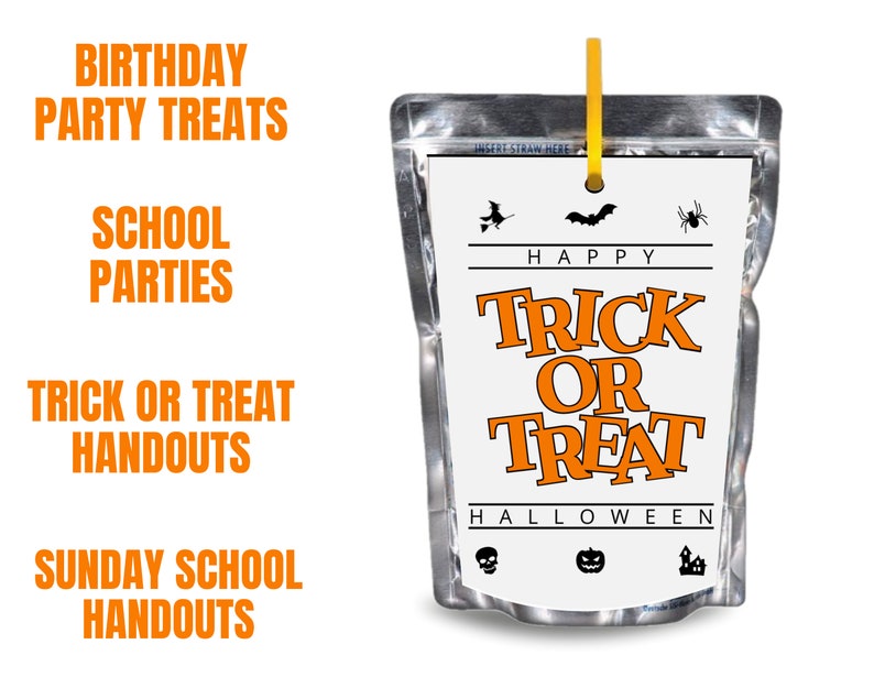 Halloween Juice Pouch Labels Wrappers Trick or Treat Party - Etsy