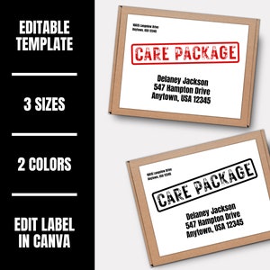 Editable Care Package Label, Mailing Label Printable Camp Care Package ...