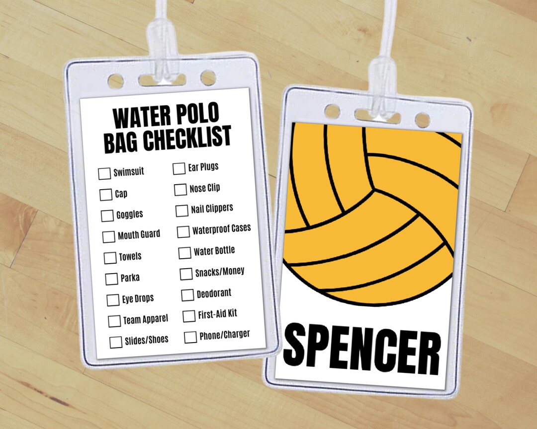 Editable Water Polo Bag Tag Insert, Custom Water Polo Player Equipment ...