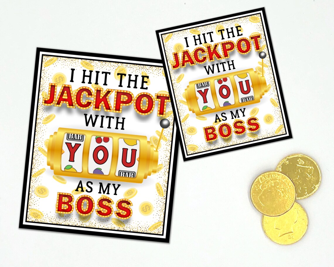 Hit the Jackpot Boss Appreciation Gift Tags, Jackpot Lottery Tag ...