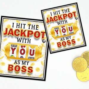 Hit the Jackpot Boss Appreciation Gift Tags, Jackpot Lottery Tag ...