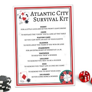 Atlantic City Survival Kit Gift Tag, Casino Party Favor, Girls Night ...