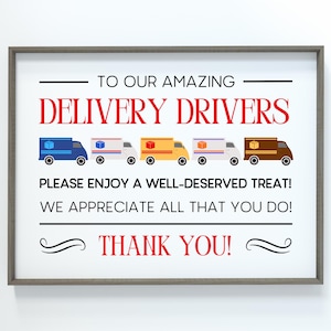 Everyday Use Delivery Driver Thank You Sign Printable, Year Round ...