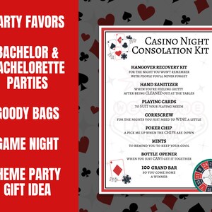 Casino Night Consolation Kit Gift Tags, Casino Party Favor, Girls Night ...