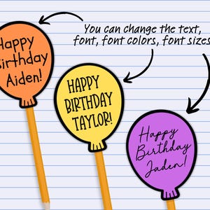 Balloon Pencil Toppers, Student Birthday Gift, Goodie Bag Party Favors ...