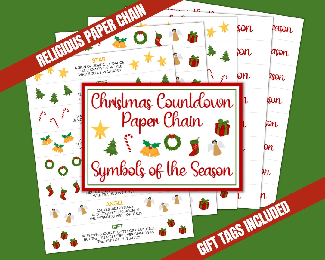 Religious Christmas Countdown Paper Chain Printable, Symbols of the ...