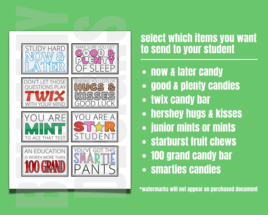 Finals Care Package Tags Printable Gift Tags for Students - Etsy