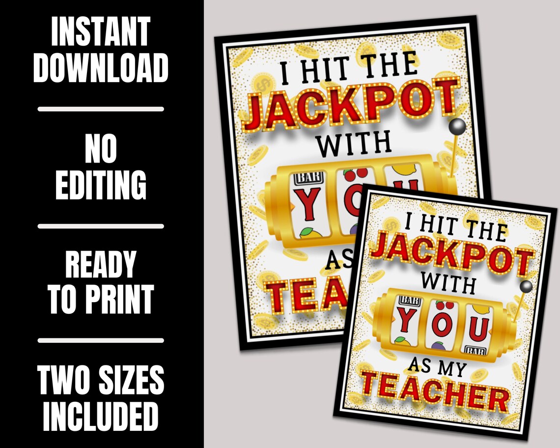 Teacher Appreciation Gift Tags, Jackpot Lottery Tag, Hit the Jackpot ...