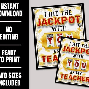 Teacher Appreciation Gift Tags, Jackpot Lottery Tag, Hit the Jackpot ...