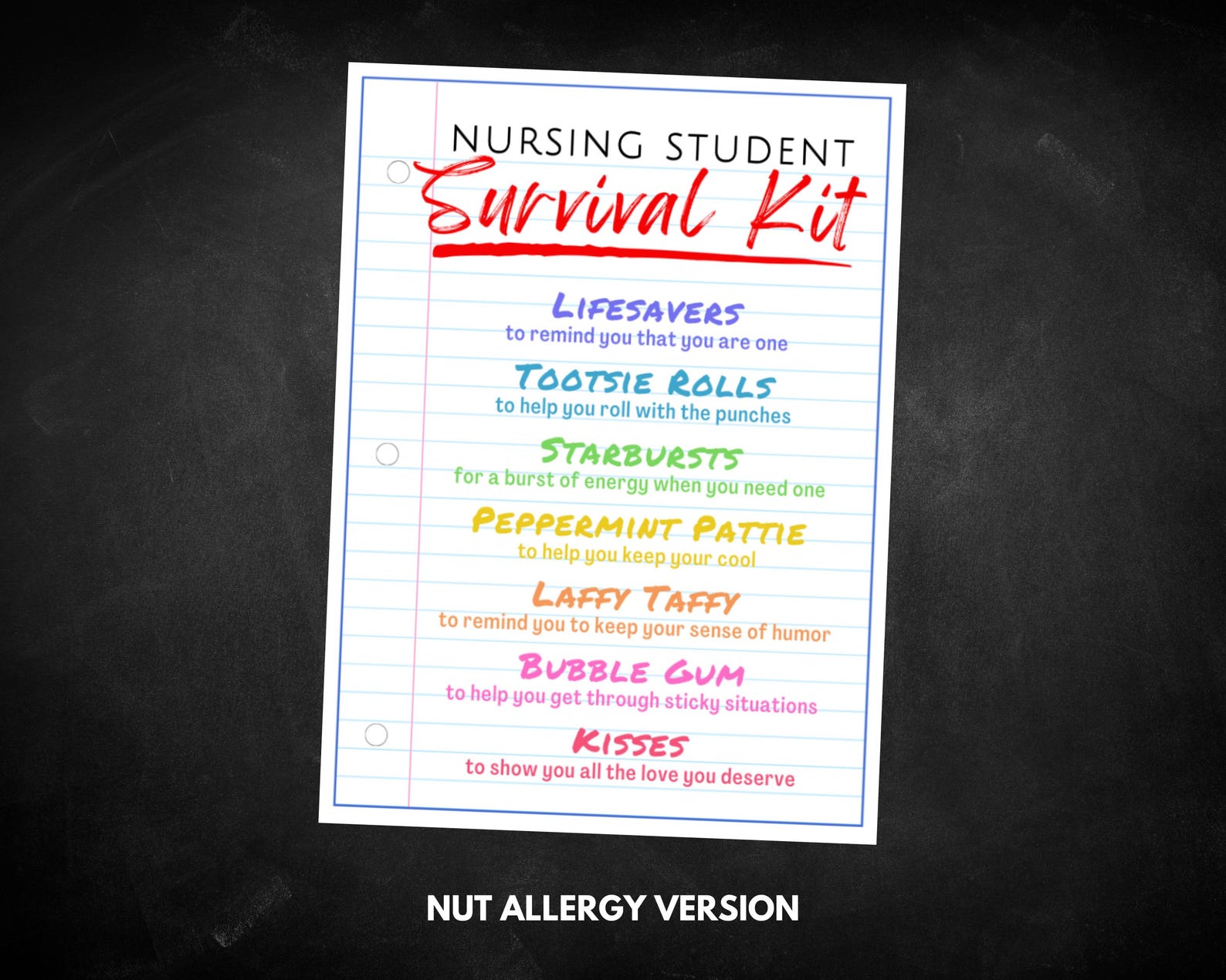 Nursing Student Survival Kit Gift Tags, Care Package for LPN RN CNA ...