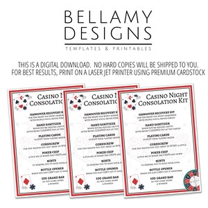 Casino Night Consolation Kit Gift Tags, Casino Party Favor, Girls Night ...