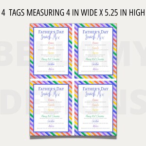 Father's Day Snack Mix Gift Tags, Printable Treat Card, School & Church ...