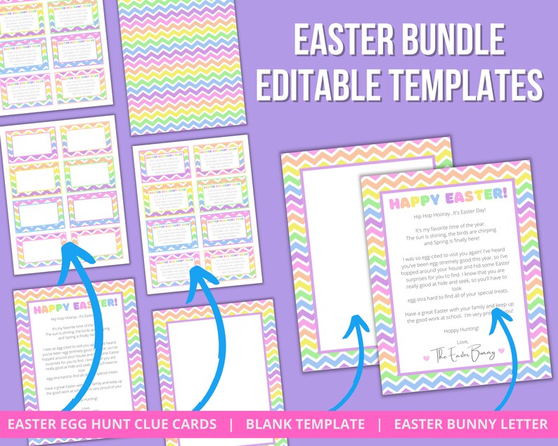 Editable Easter Bunny Letter Bundle Template Easter Egg Hunt - Etsy