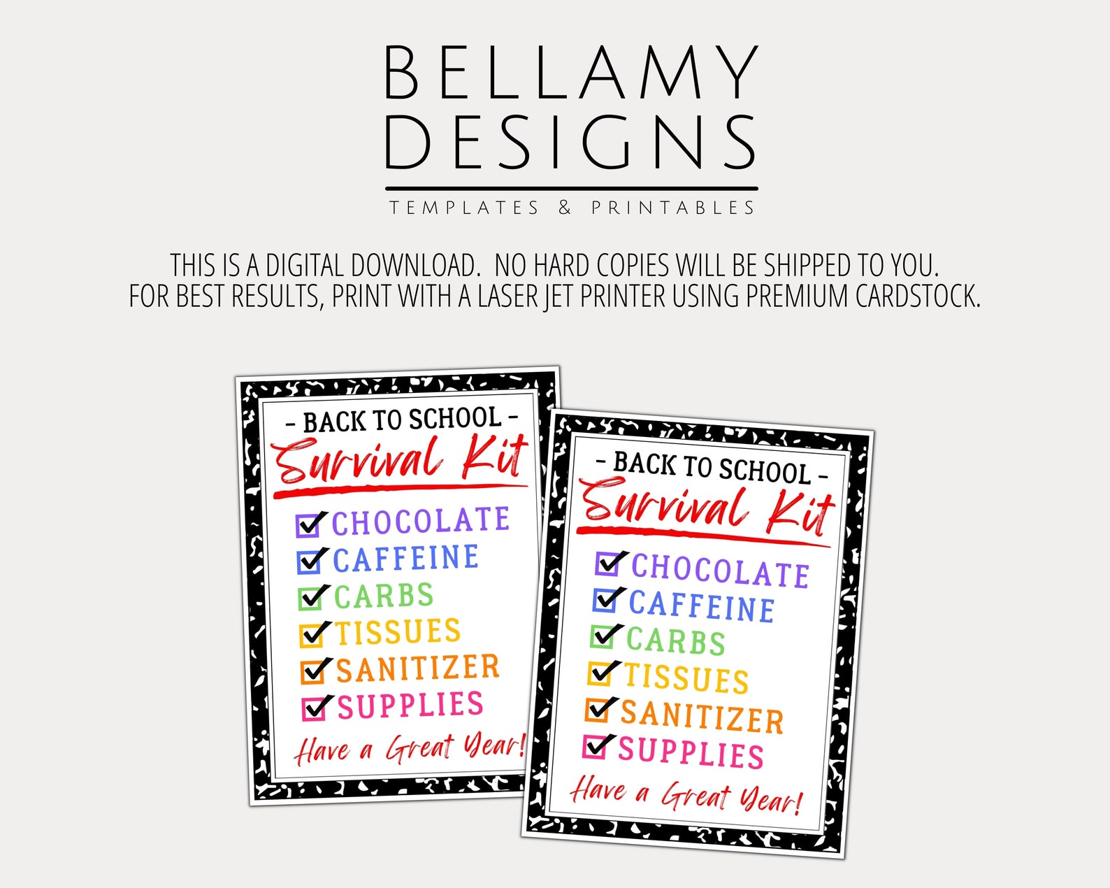 Back to School Survival Kit Gift Tags, Teacher Appreciation Staff ...