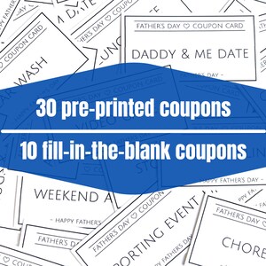Father's Day Printable Coupon Cards, DIY Coupon Book for Father's Day ...