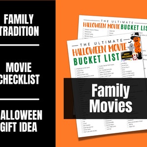 Halloween Movie Bucket List, Family Movie Night Printable, Scary Movie ...