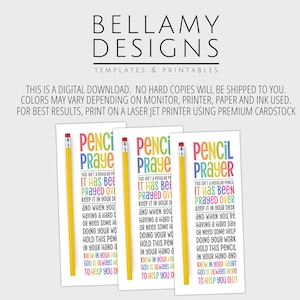 Christian Pencil Prayer Card Printable for Students and Teachers for ...