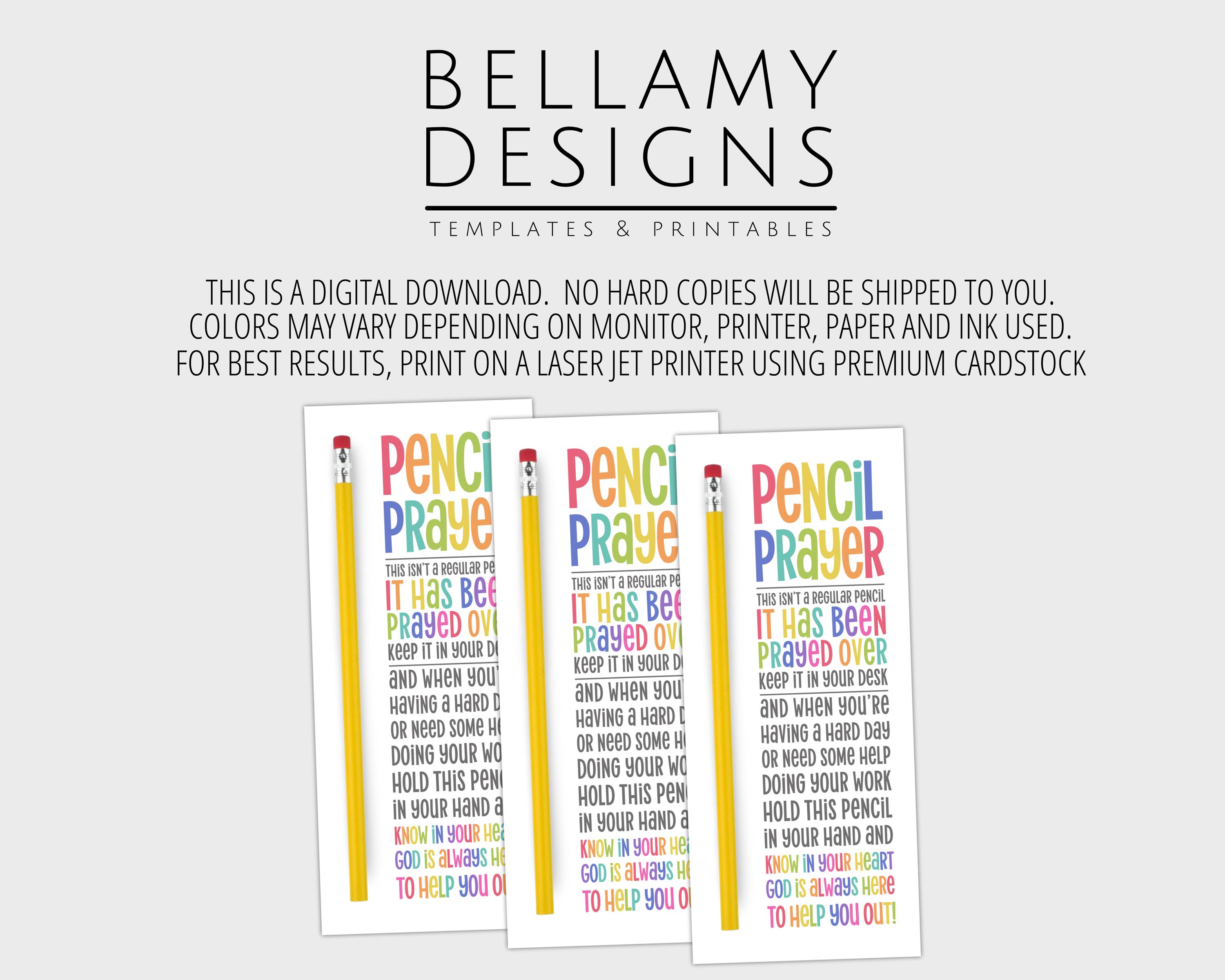 Christian Pencil Prayer Card Printable for Students and Teachers for ...