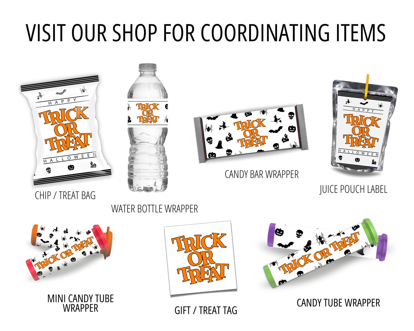 Halloween Juice Pouch Labels Wrappers Trick or Treat Party - Etsy
