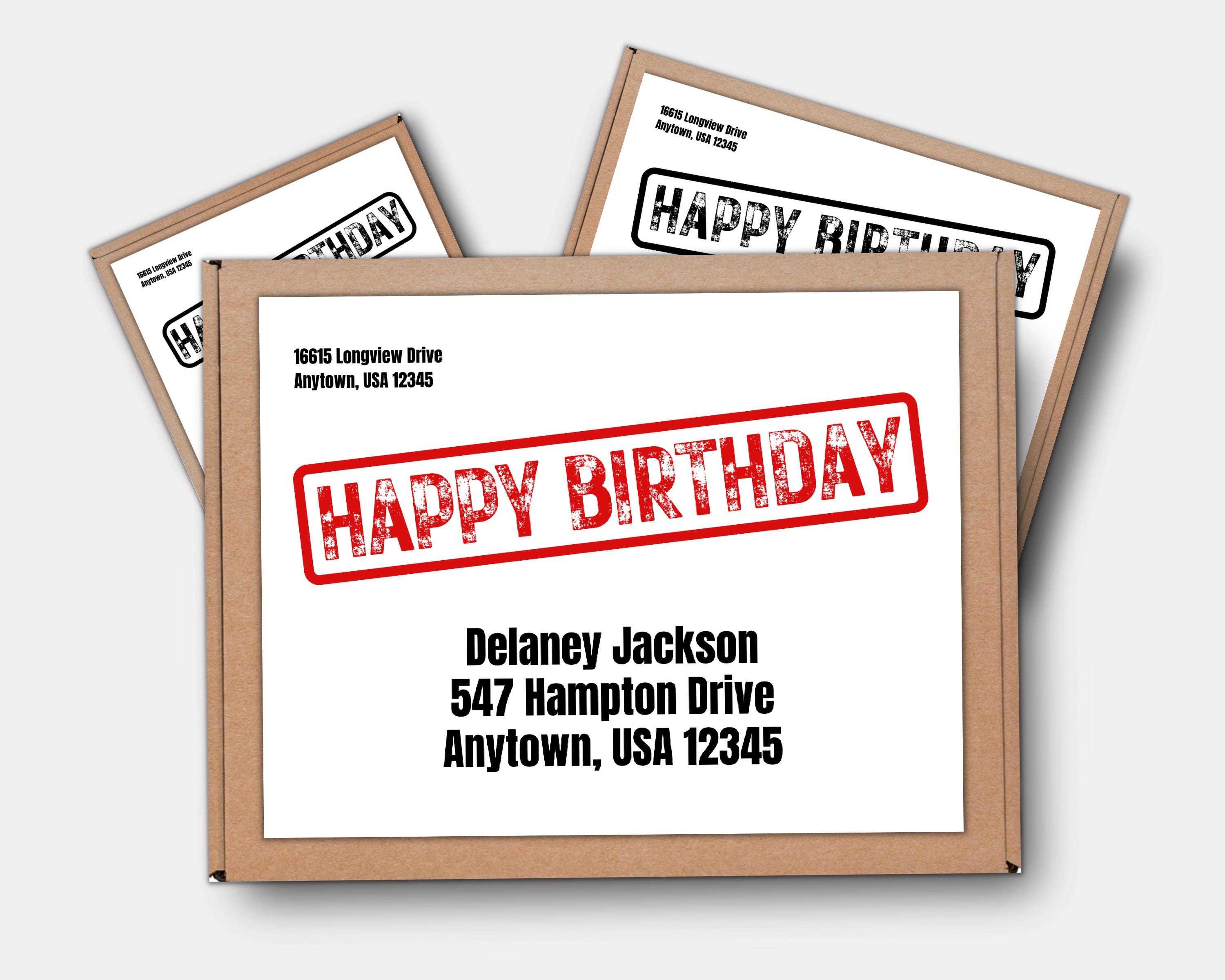 Editable Happy Birthday Care Package Label, Mailing Label Printable ...