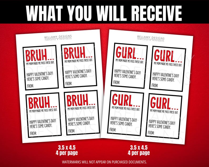 Bruh Gurl Valentine Printables, Funny Non-candy Valentines for ...
