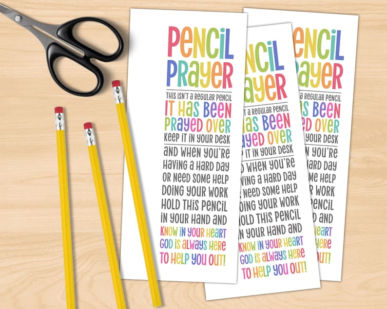 Christian Pencil Prayer Card Printable for Students and Teachers for ...