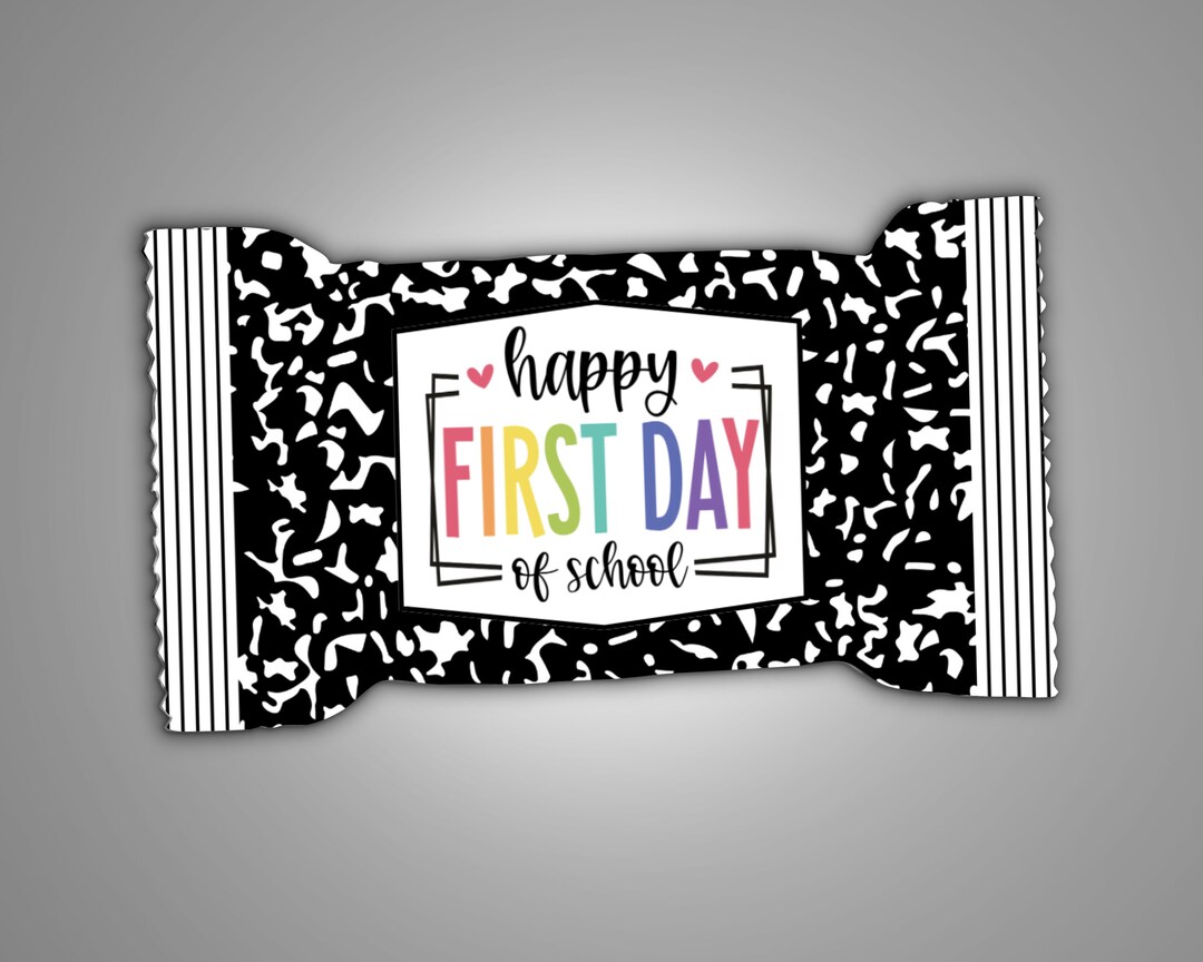 Happy First Day of School Rice Cereal Treat Wrapper, Marshmallow Crispy ...