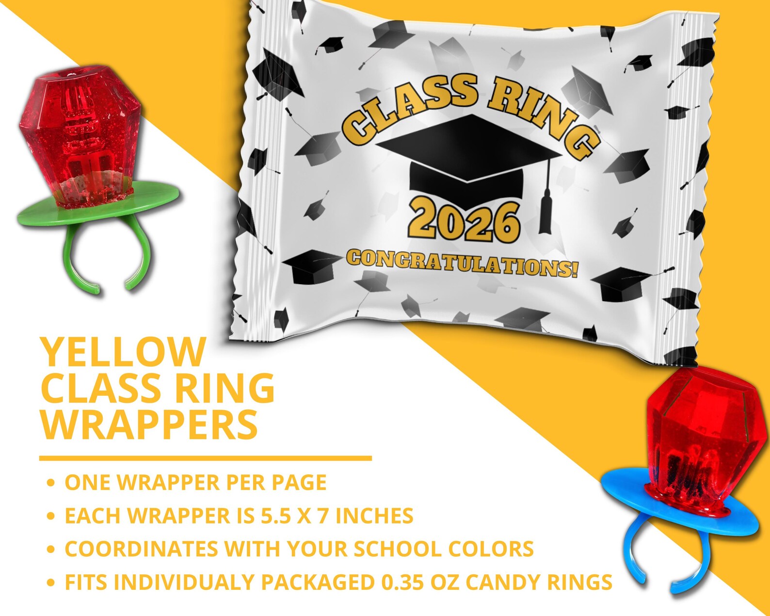 Graduation Class Ring Wrappers, Preschool Graduation Kindergarten Grad ...