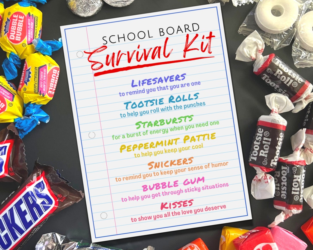 School Board Survival Kit Gift Tags, School Board Members Appreciation ...